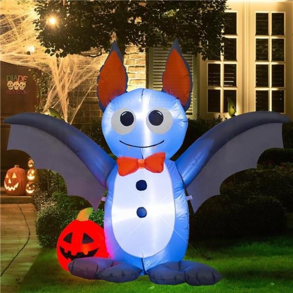Holiday | 4 Ft Long Lighted Halloween Inflatable Bat Pumpkin Led Lights ...